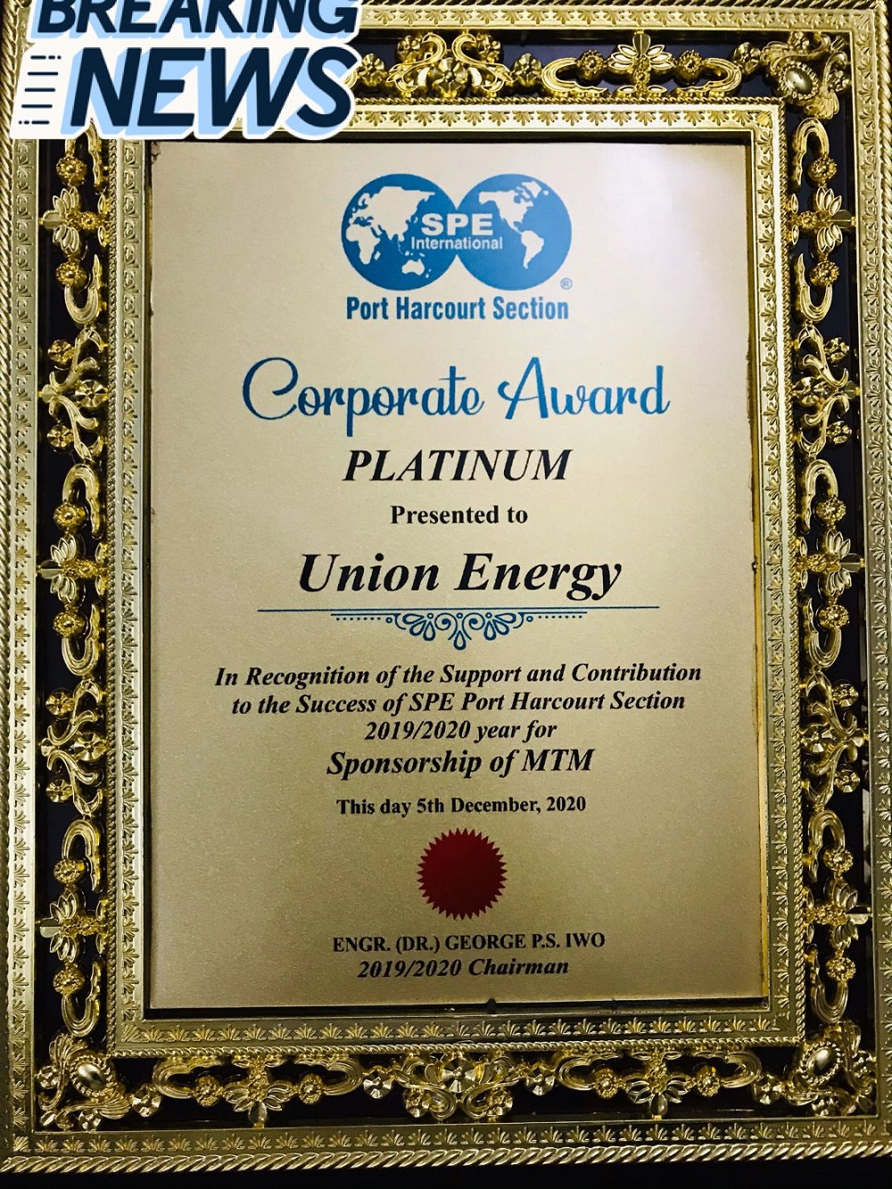 Union Energy Receives Recognition From SPE – Union Energy